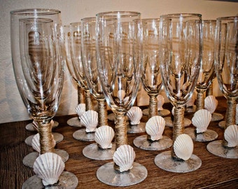 Beach wedding flutes | Etsy