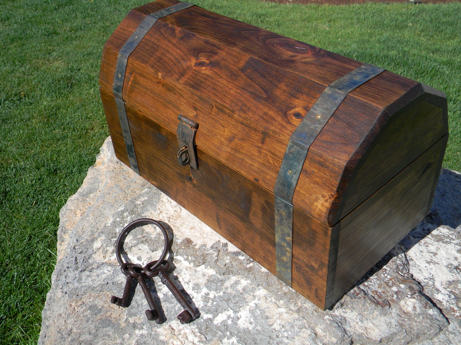 Large Rustic Treasure Chest with Rusted Metal by MountainBuilder