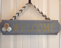 Popular items for burlap welcome sign on Etsy