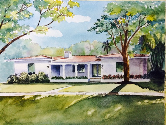 House Painting House Portrait Custom Watercolor
