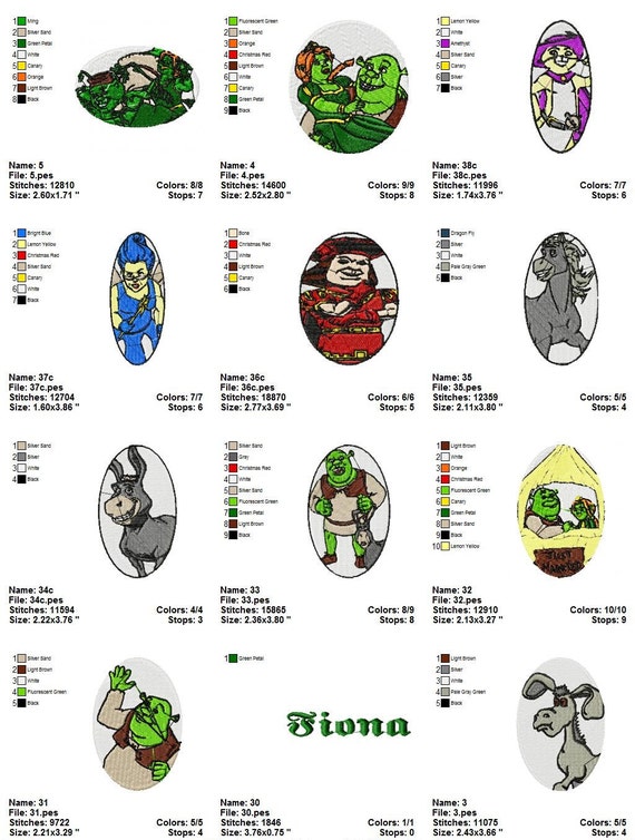Items similar to Shrek Embroidery Designs Collection Instant Digital ...