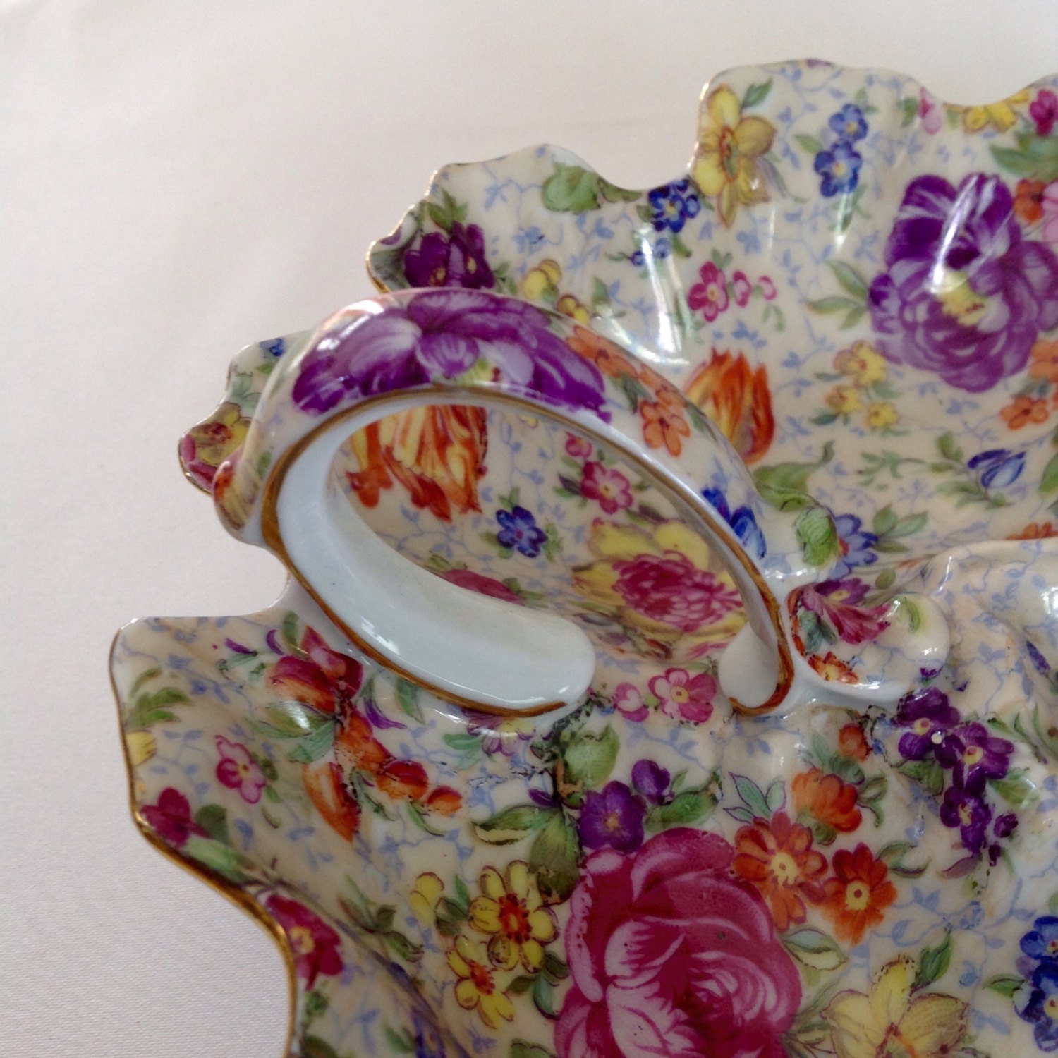 Chintz Antique China Divided Relish Dish Rose Chintz Chintzware Shabby ...