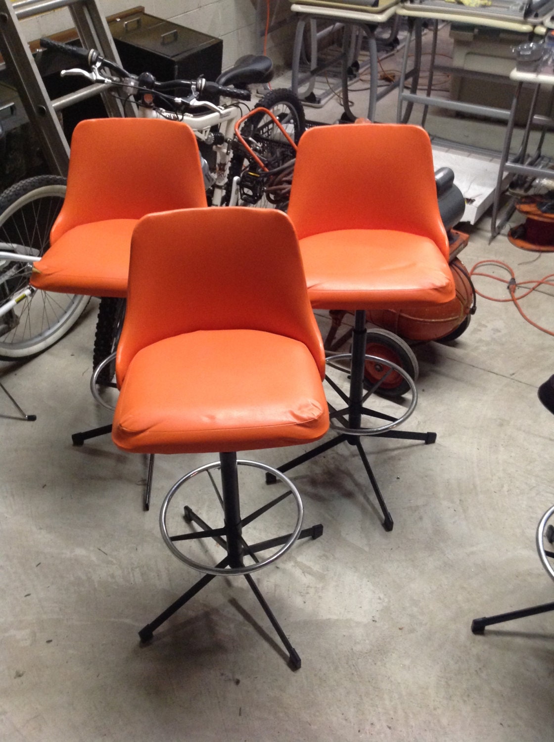 Mid-Century MCM Cosco Tall Stool with Chrome Foot Rest Chair in Retro ...