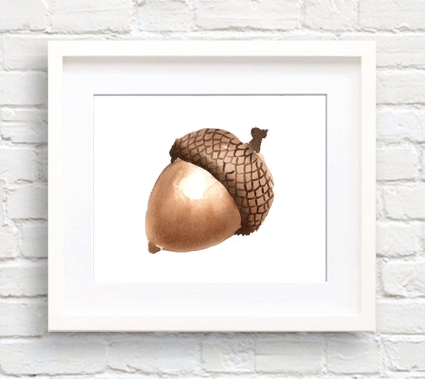 Acorn Art Print Wall Decor Watercolor Painting