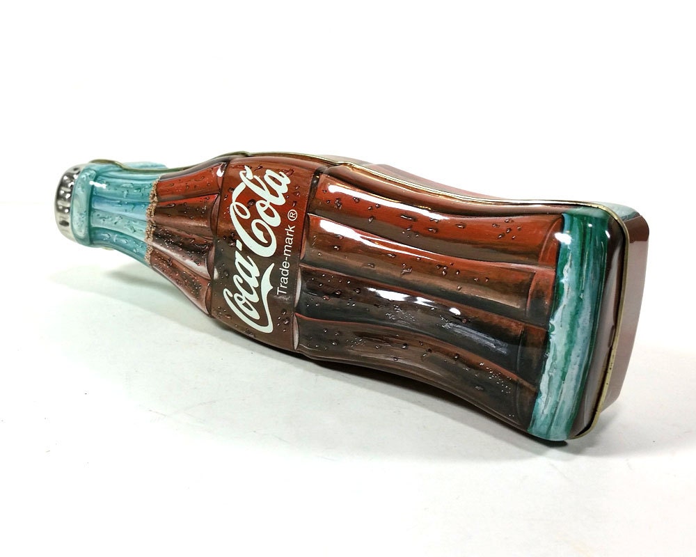 Vintage Coca Cola Bottle Shaped Tin, Advertising Metal Storage Tin ...