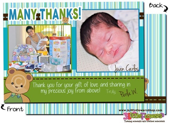 Baby Boy Personalized Baby Thank you note Cards 5 x