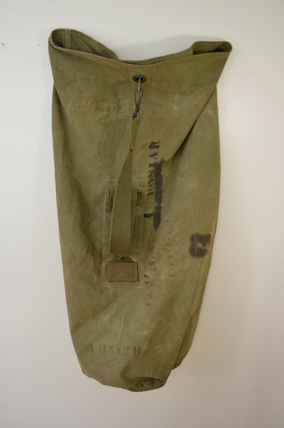 Vintage U.S. ARMY duffel bag WW2 Boyt 1943 by ilovevintagestuff