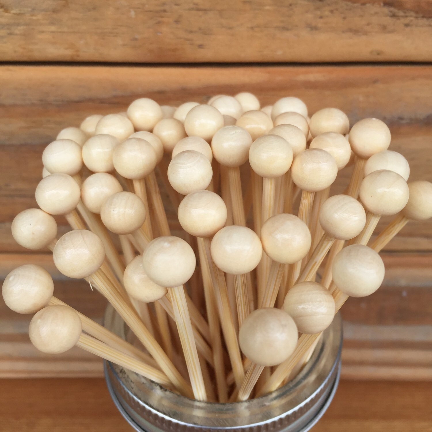 Wooden Ball Stirrers Rock Candy Sticks Lollipop 6 Inch
