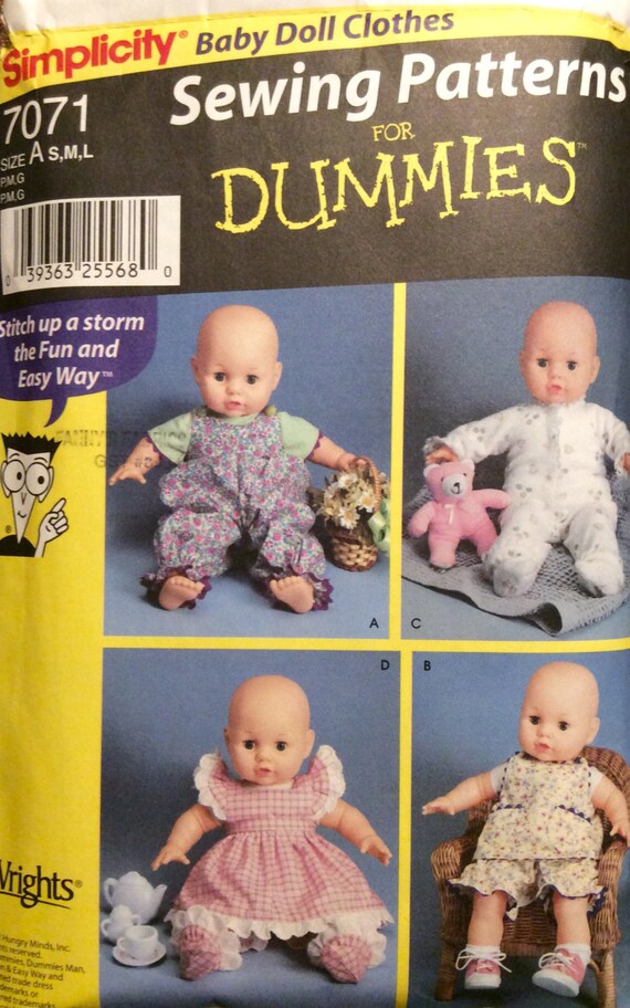 Sewing Pattern for Dummies Baby Doll Clothes 12-14
