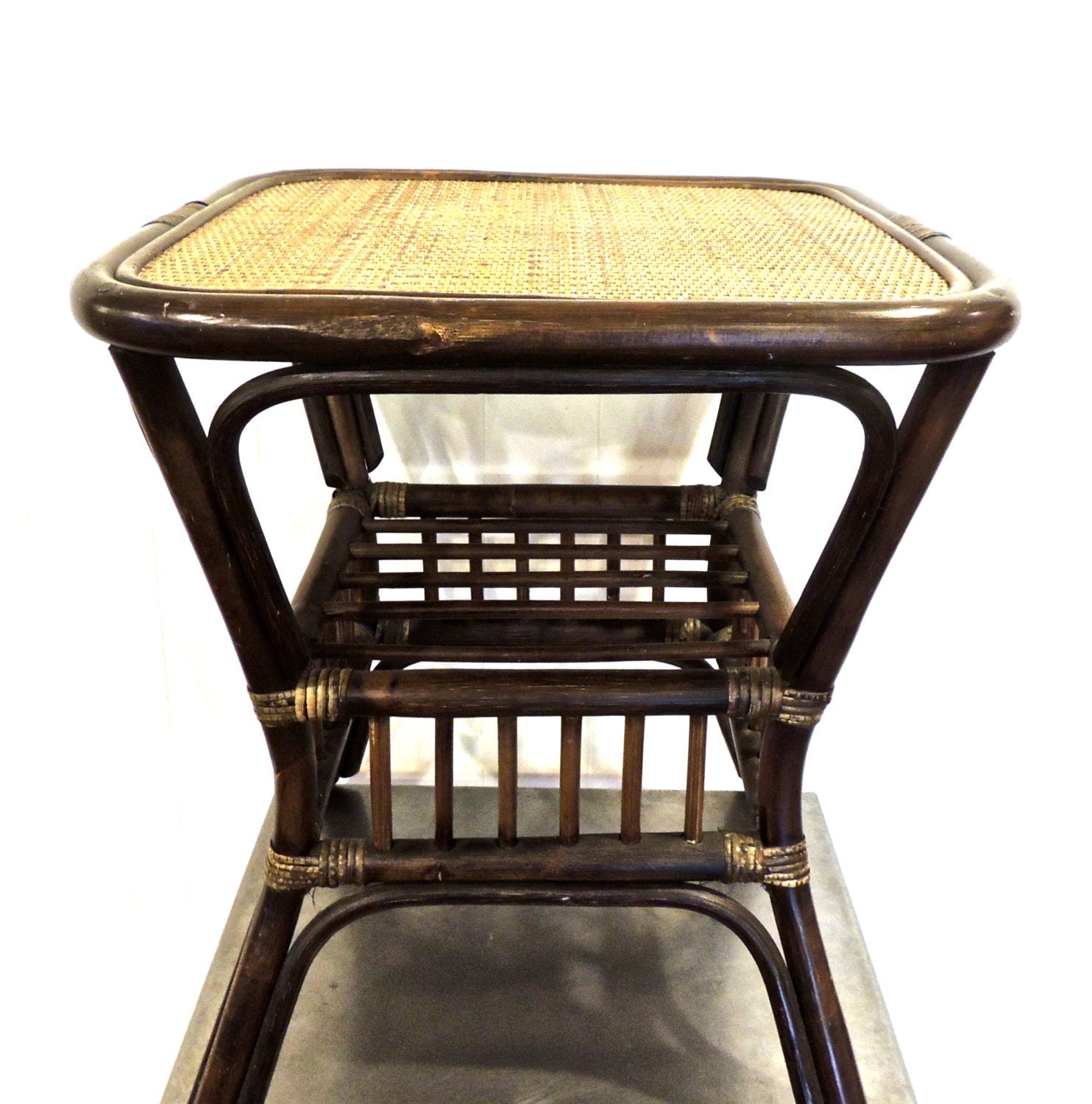 vintage rattan table – 1960s mid century bamboo/rattan side accent ...