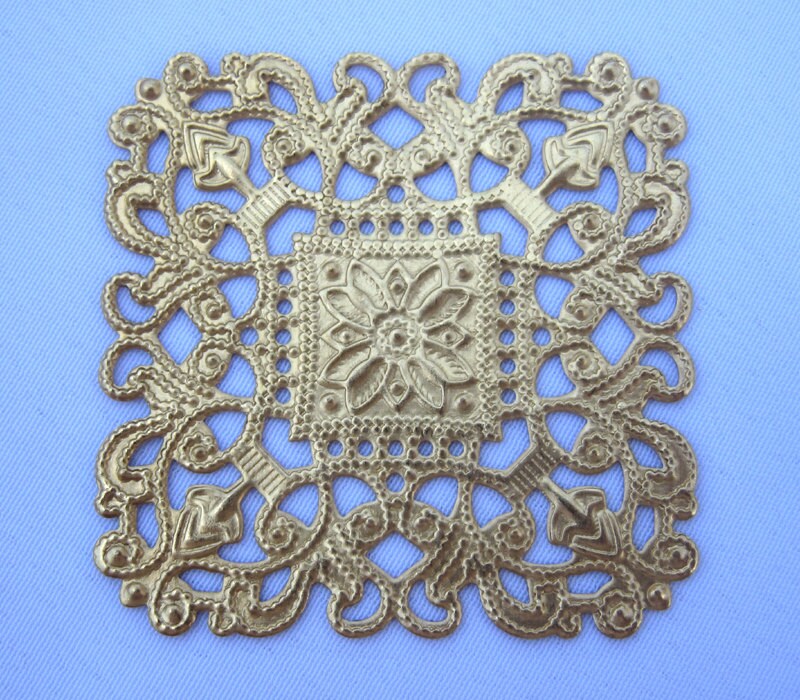 6pcs Square Brass Filigree Findings 40mm Loose Findings bf194