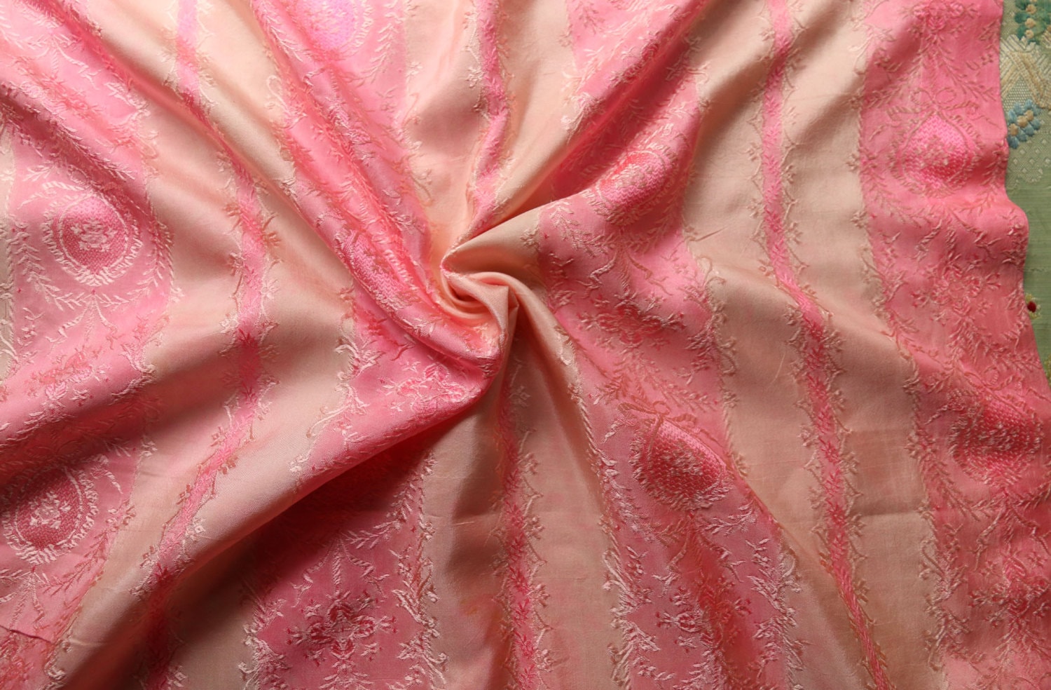 Antique Edwardian 1910 1920s silk fabric fabulous brocade