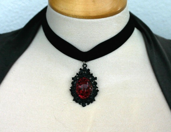 Dragon Breath Opal Velvet Choker Necklace