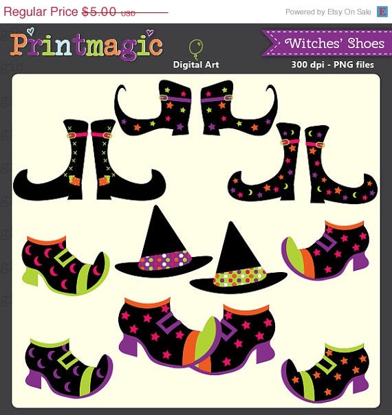 SALE Halloween Witch Shoes Boots Clip Art Personal by printmagic