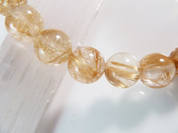 Golden Rutilated Quartz Stretch Bracelet High by SandiLaneFineArt