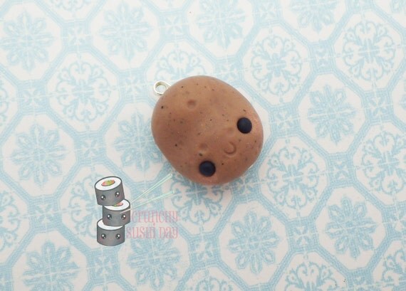Potatoe Charm, Potato Polymer Clay Pendant, Food, Miniature Food Charm ...