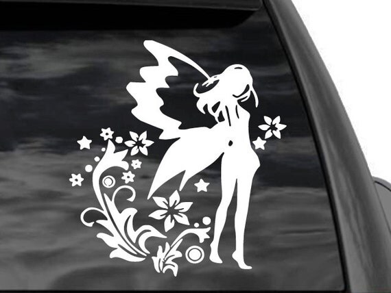 Fairy Car Window Decal 10 x 11.5 in white