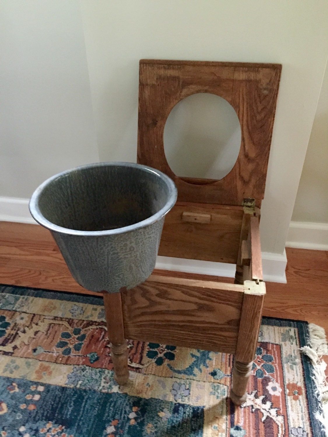 Wonderful Antique Wood Commode Primitive Bedside Chamber with its ...