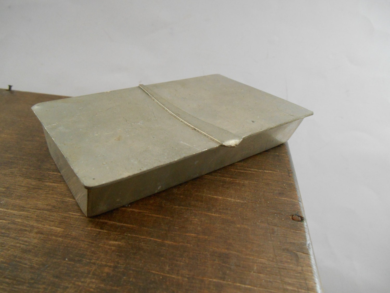 Metal lidded box Gray metal container with a lid Pewter box Rectangular ...
