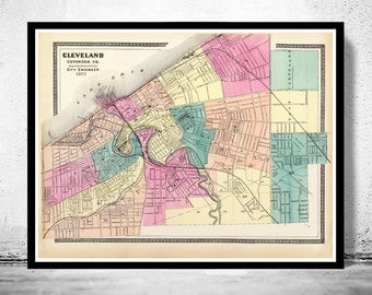 Old Map of Cleveland and suburbs 1882