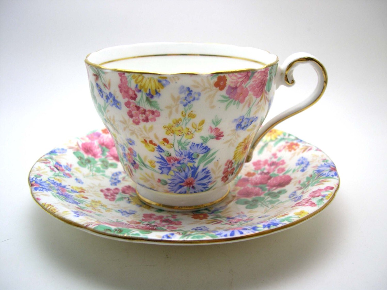 Aynsley Chintz Tea Cup and Saucer Antique Aynsley tea cup