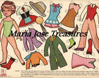 Vintage Spanish Paper Dolls with Arab clothing Digital