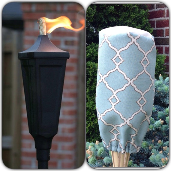 Lattice light blue Tiki Torch Covers by KoverGirlProducts on Etsy