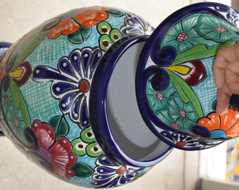 Elegant blue talavera vase by MexicanTalavera on Etsy
