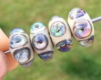 Sea shell bead Handmade lampwork glass bead by Beadjewelryjulia