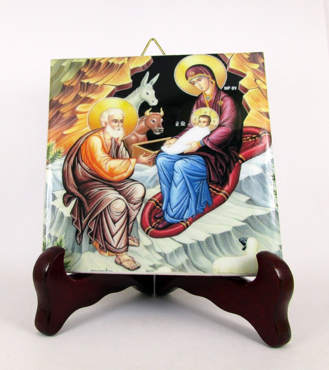 Religious icon on ceramic tile The Nativity of Jesus