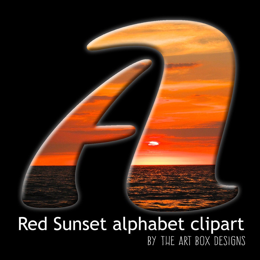 Tropical Sunset Alphabet Clipart Beach Sunset Alphabet
