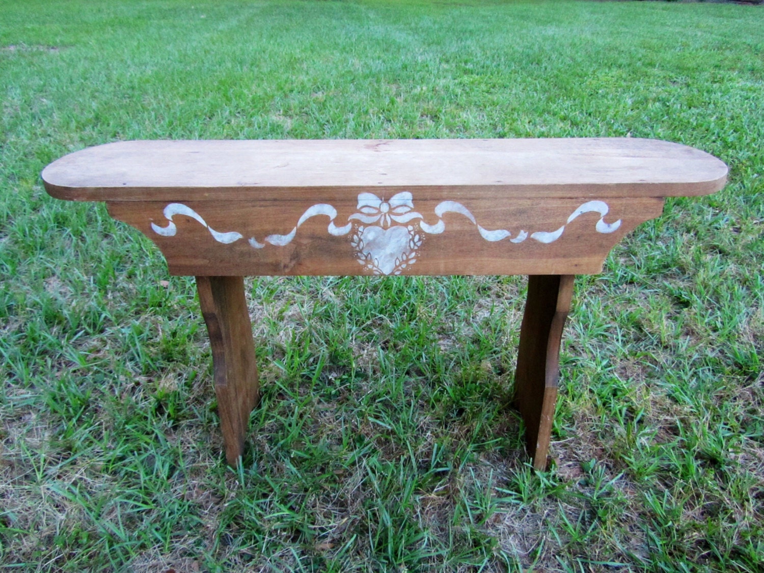 Garden Bench, Rustic Wooden Bench, Primitive Style Cottage Bench ...