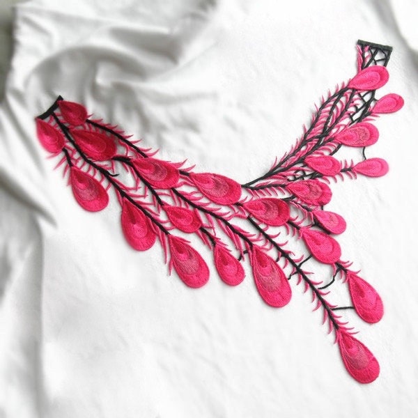 Peacock Applique. Feather Patch. Collar Applique. Sewing