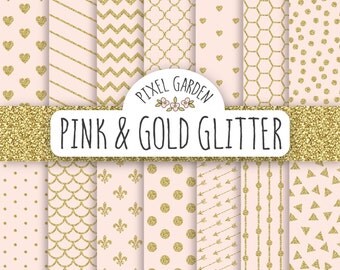 Gold Glitter Confetti Digital Paper. Gold by PixelGardenDesign