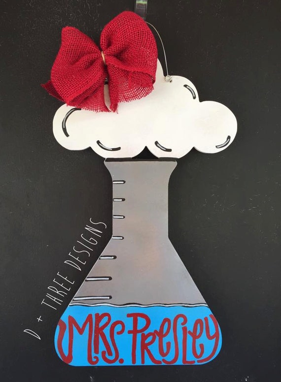 Science Beaker Teacher Wooden Door Hanger by DPlusThreeDesigns