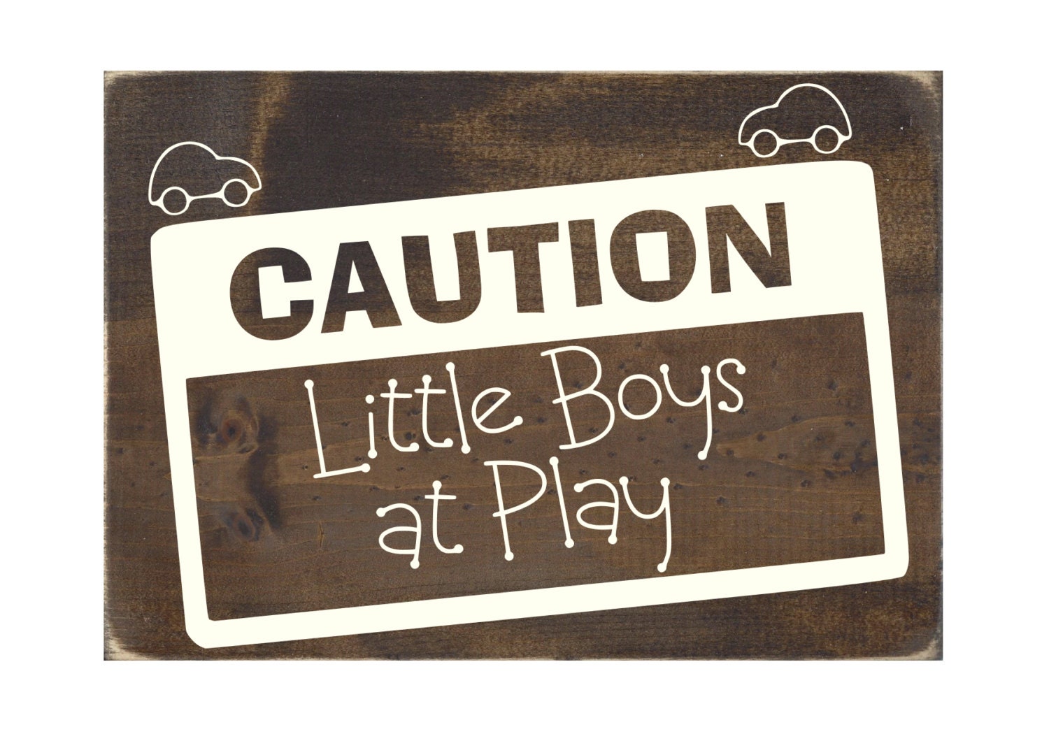 Little Boy Room Rustic Wood Sign Caution by InTheDustDesigns