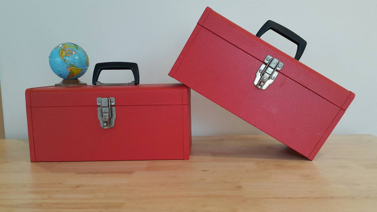 Kennedy Toolbox, Bright Red Metal Utility Box, Large Craft Box, Storage ...