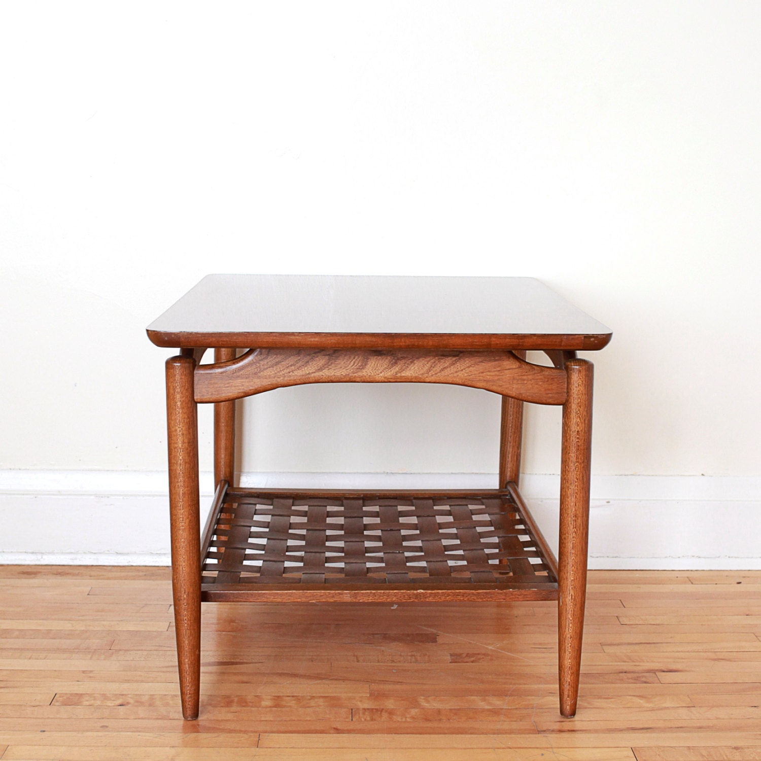 Lane End Table With Laminate Top and Woven Wood Book Rack, Style Number ...