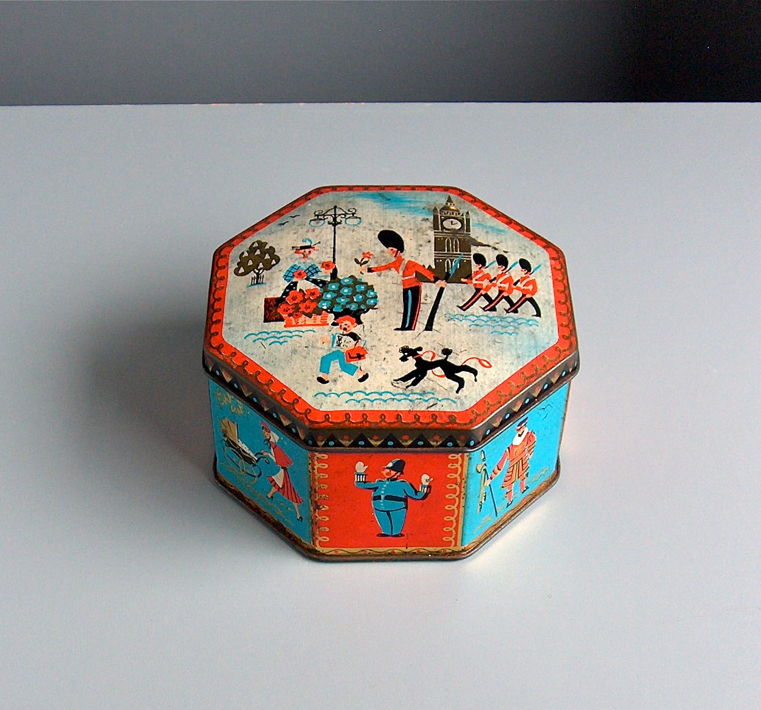 Blue Bird Toffee tin with wonderful illustrations. 8 sided tin with ...