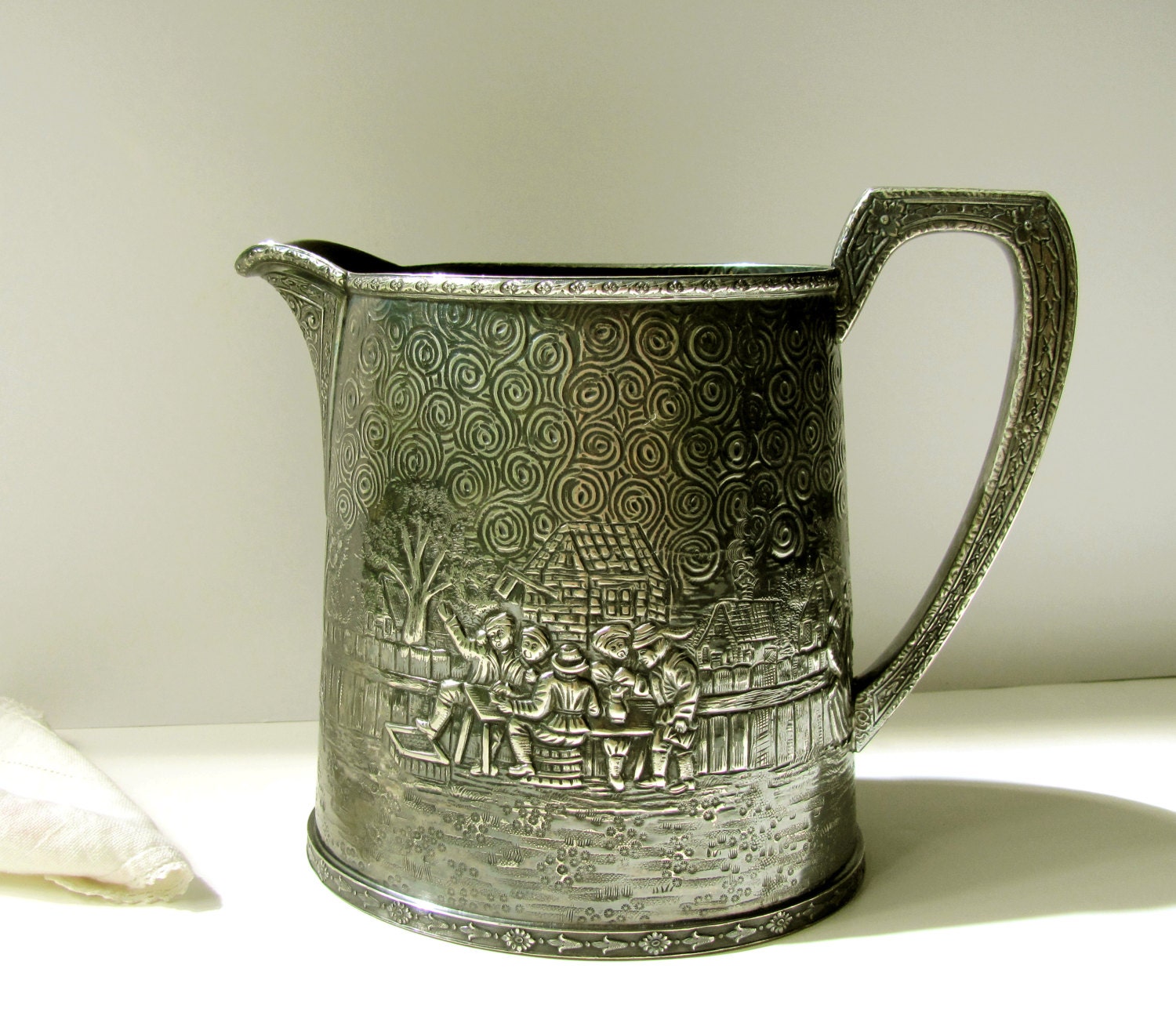 Vintage Derby Pitcher Silver Plated Repousse Hammered Embossed Tavern ...