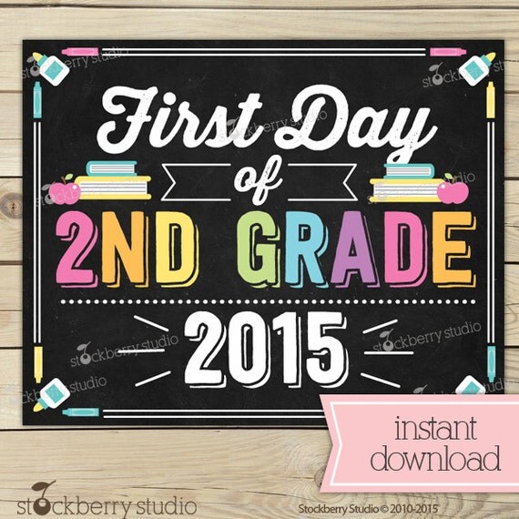 Items similar to Girl First Day of 2nd Grade Sign - 1st Day of School ...