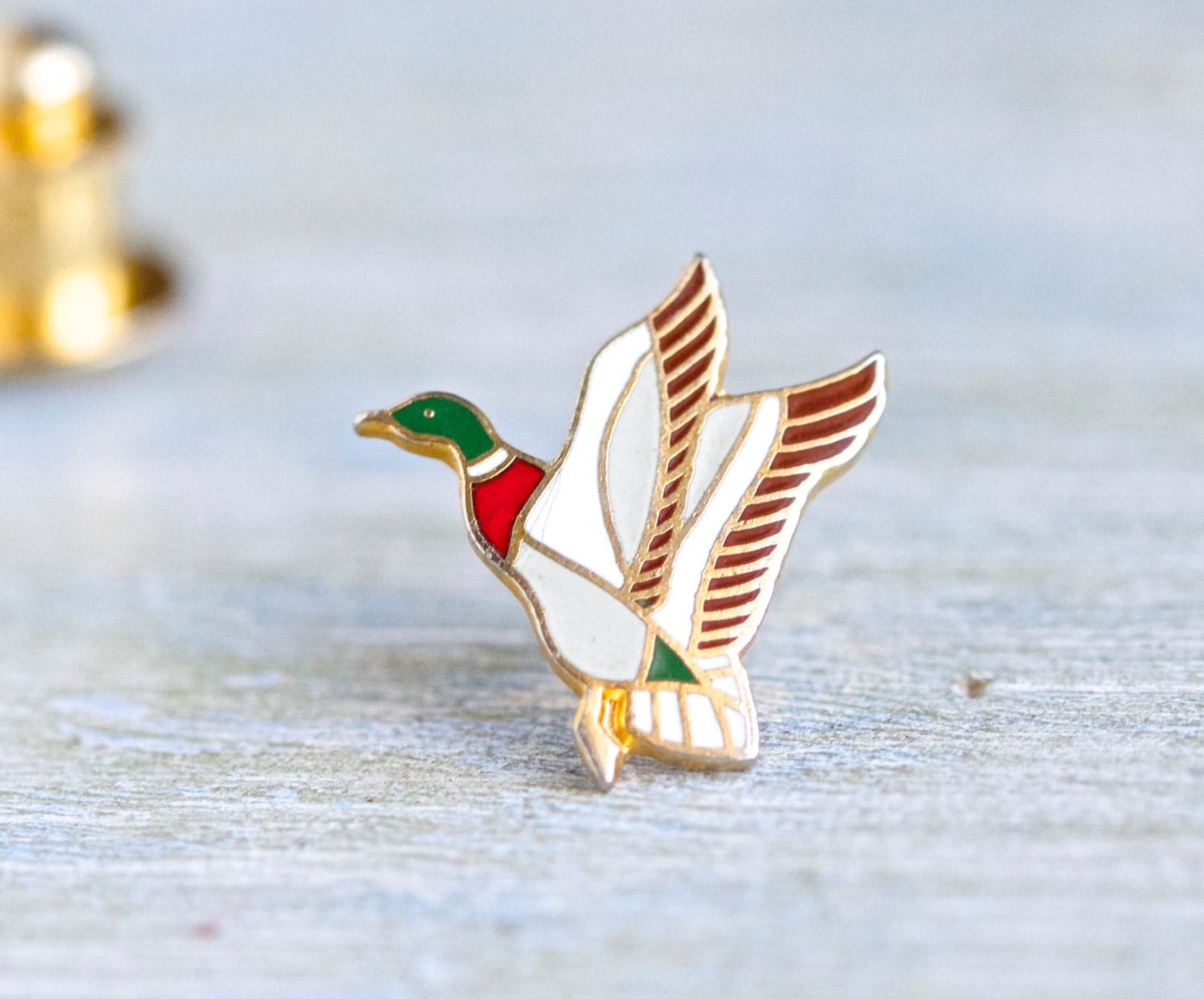 Tiny flying Goose – Vintage Enamel Tie pin – Haute Juice