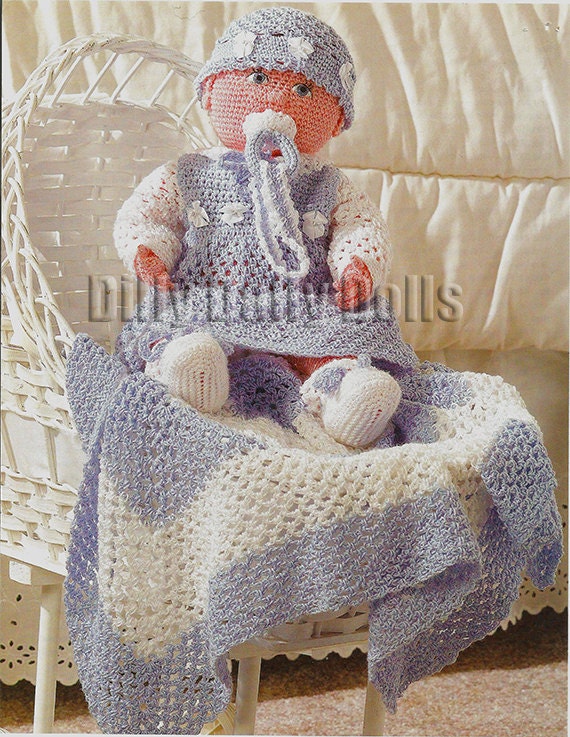 Life size baby doll crochet pattern including dress booties