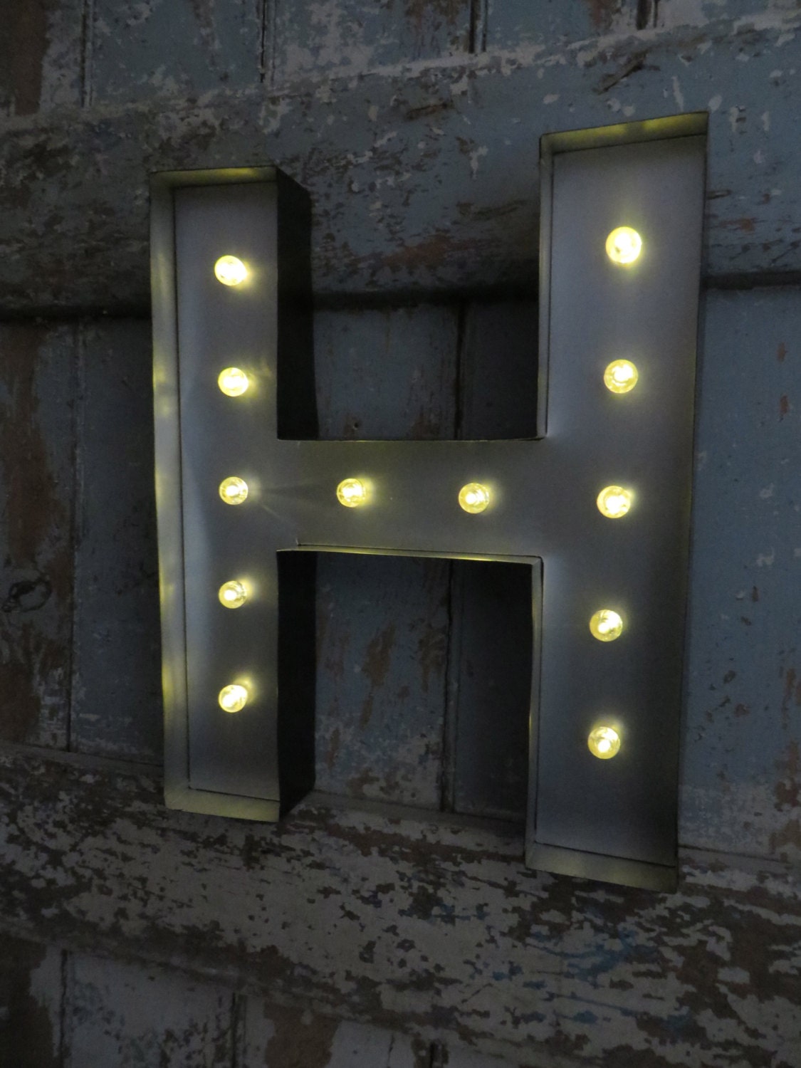 Marquee H Light Up H Large H Letter Industrial H Metal H