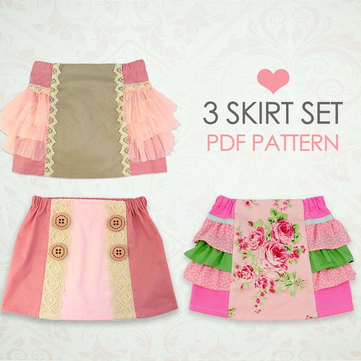 EASY Girls skirt pattern PDF Childrens sewing pattern skirt