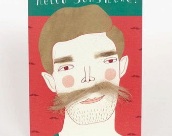 postcard Handsome Herbert with real chesthair special