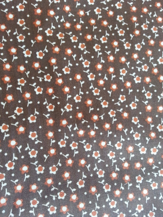 Calico Floral Print Fabric Dark Brown DIY Fabric