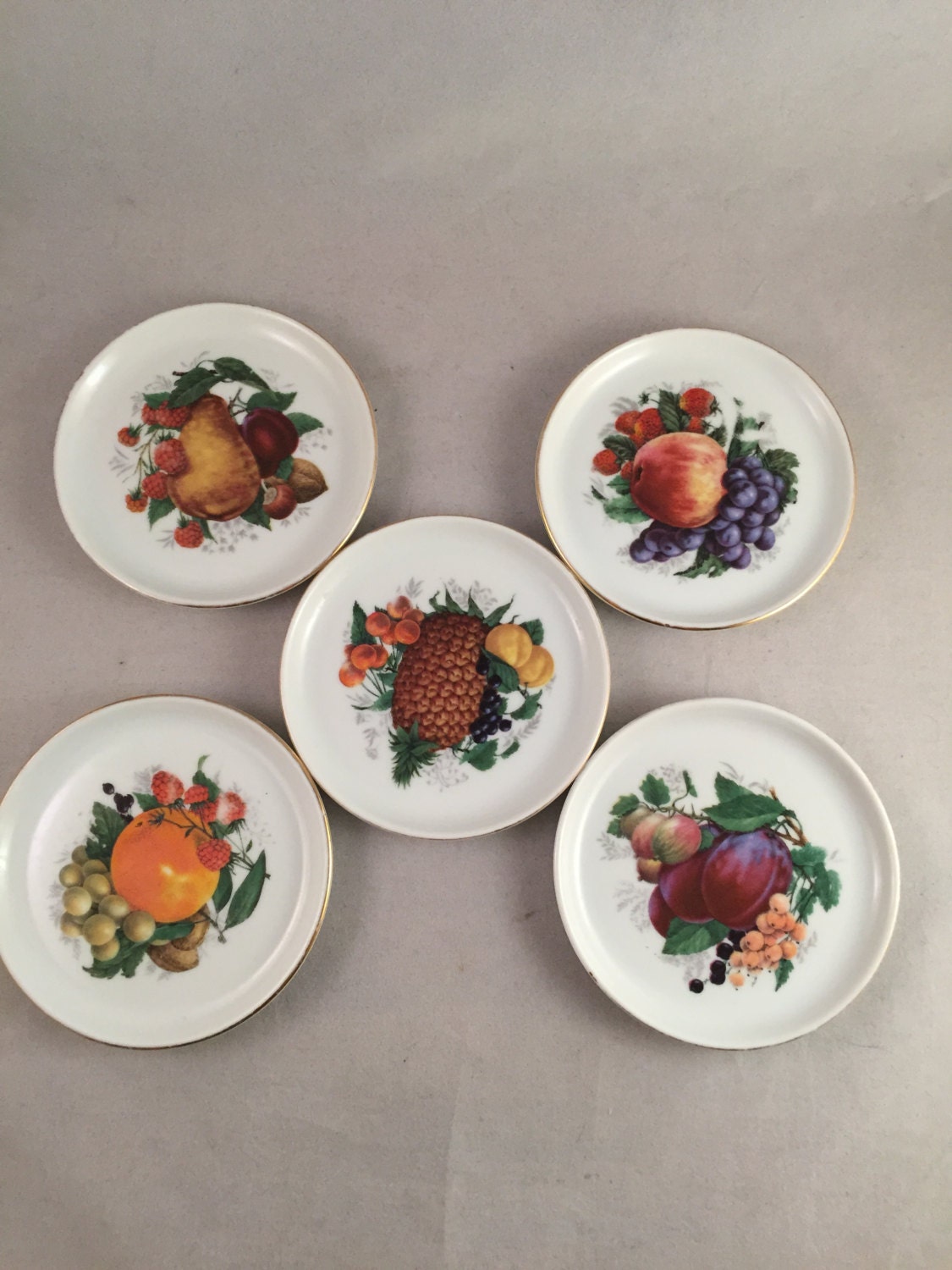 Vintage Furstenberg Porcelain Pin Dishes, Butter Pat Dish, Fruit Design ...