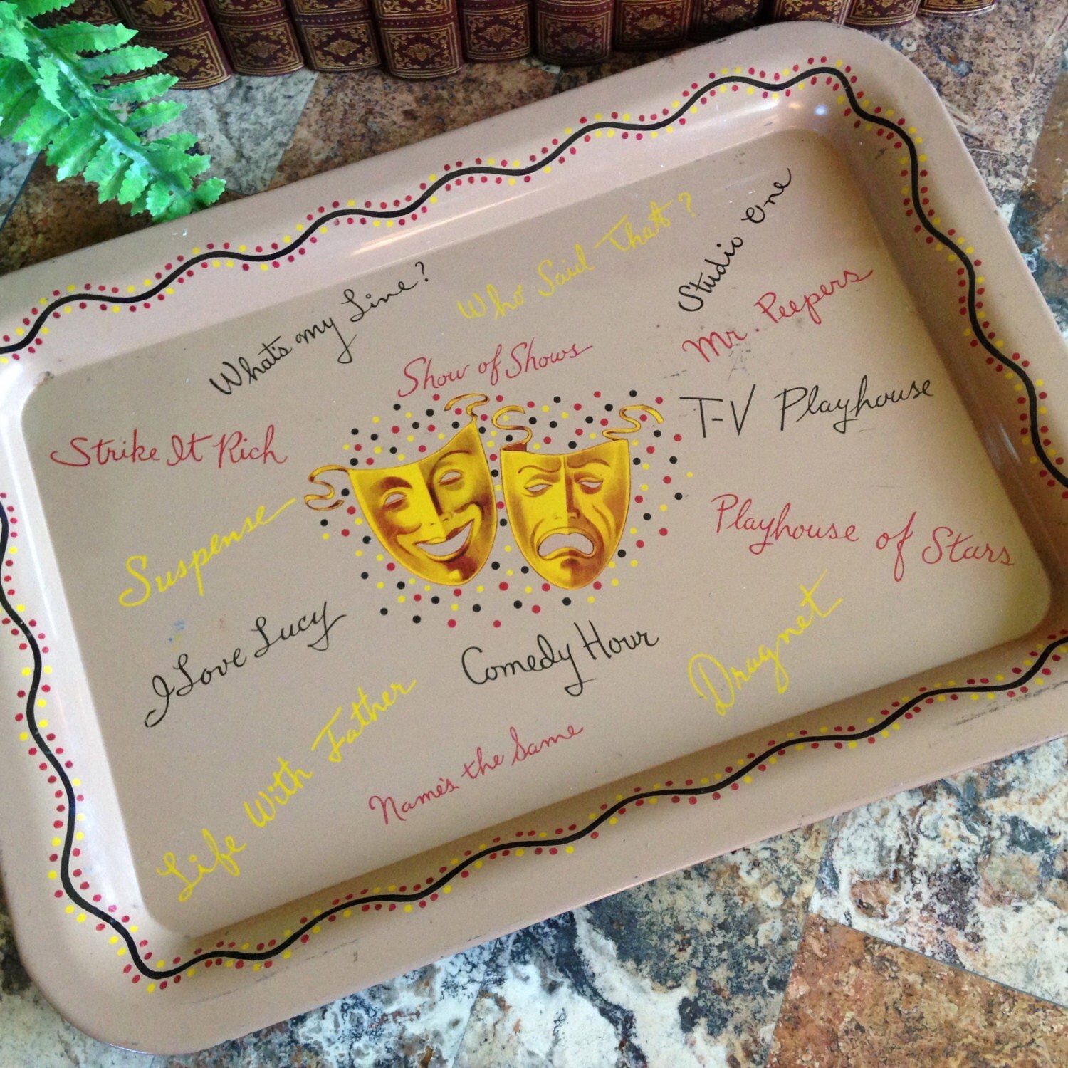 1950s comedy-tragedy masks metal TV tray – Haute Juice