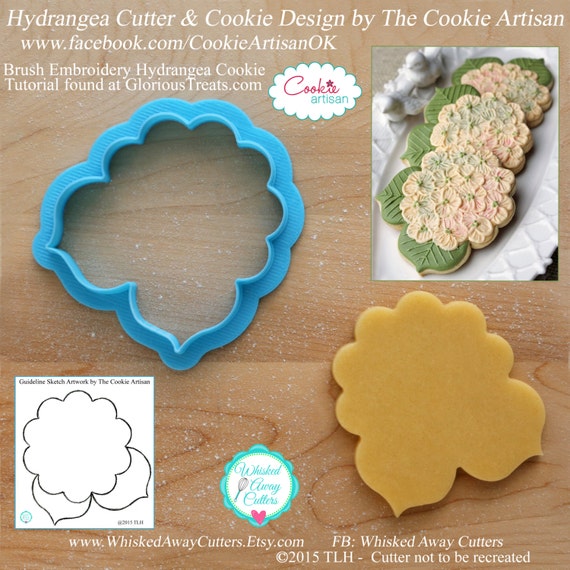 Hydrangea Cookie Cutter & Fondant Cutter by by WhiskedAwayCutters
